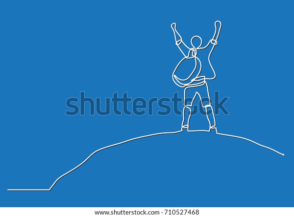 One Line Drawing Man On Top Stock Vector (Royalty Free) 710527468 ...