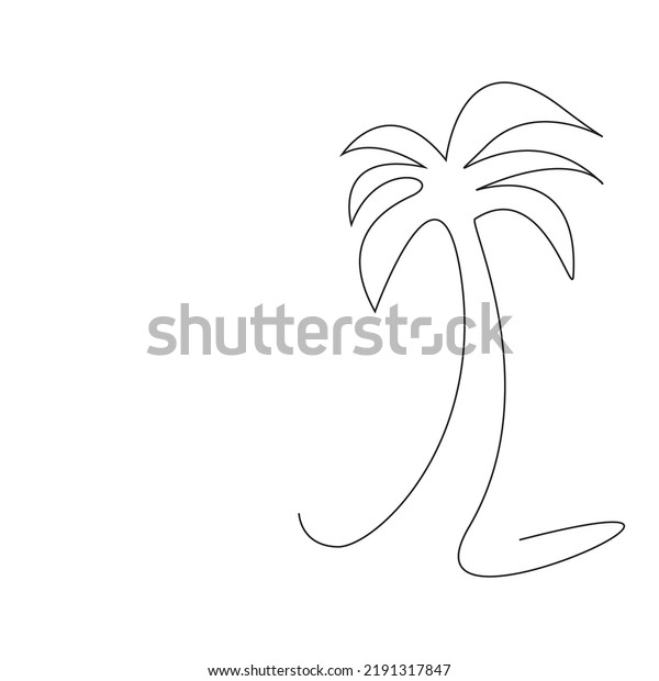 One Line Drawing Palm Tree On Stock Vector (Royalty Free) 2191317847 ...