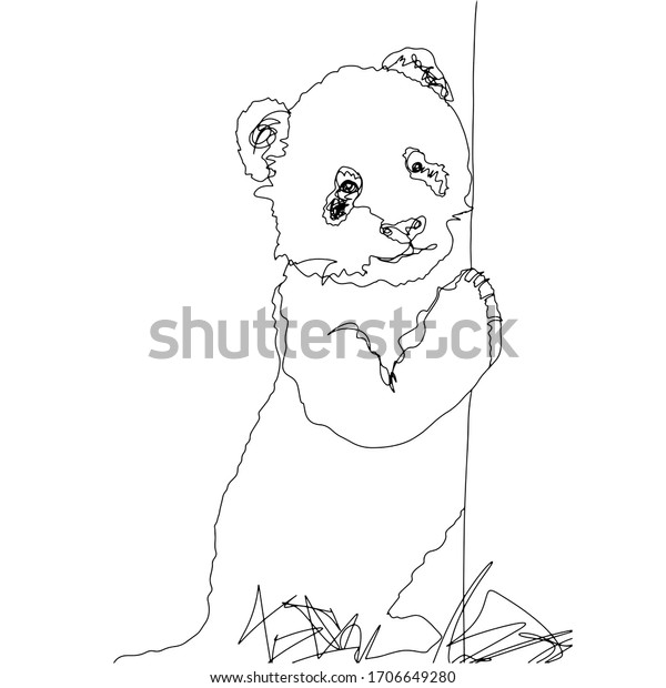 One Line Drawing Panda Modern Minimalist Stock Vector (Royalty Free ...