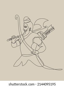 One Line Drawing Parshuram Stock Vector (Royalty Free) 2144095195 ...