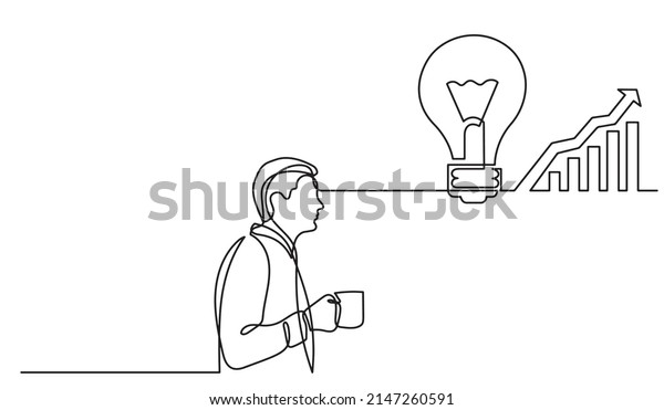 One Line Drawing Person Thinking Solving: เวกเตอร์สต็อก (ปลอดค่า ...