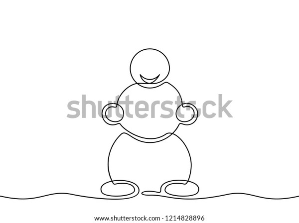 One Line Drawing Snowman Black White Stock Vector (Royalty Free ...