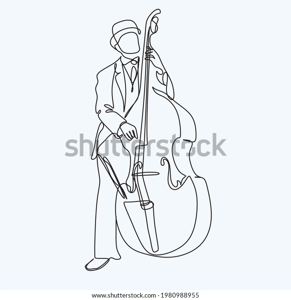 One Line Drawing Someone Playing Cello Stock Vector (Royalty Free ...