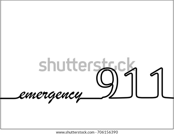 One Line Drawing Style 911 Emergency 스톡 벡터(로열티 프리) 706156390 | Shutterstock
