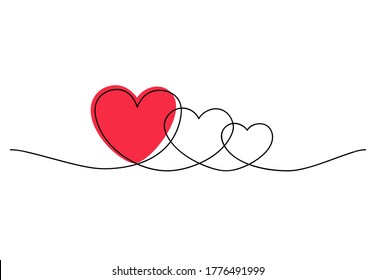 One Line Drawing Three Hearts Simple Stock Vector (Royalty Free) 1776491999