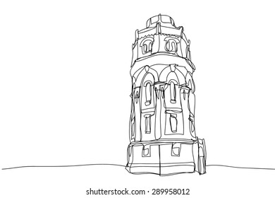 One Line Drawing Tower On White: Vector có sẵn (miễn phí bản quyền ...