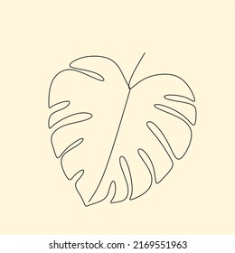 One Line Drawing Vector Plant Leaves Stock Vector (Royalty Free ...