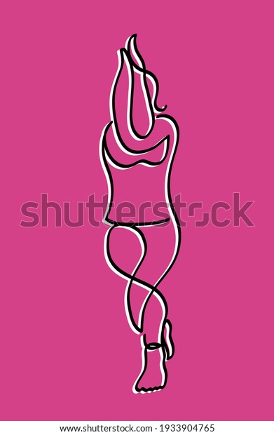 One Line Drawing Yoga Eagle Pose Stock Vector (Royalty Free) 1933904765 ...