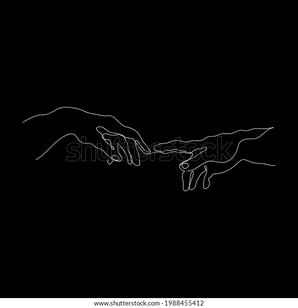 One Line Drawn Holding Hands Holding Stock Vector (Royalty Free ...