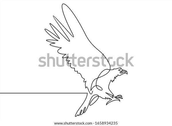 One Line Eagle Design Silhouettehand Drawn Stock Vector (Royalty Free ...