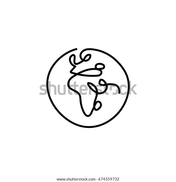 One line earth design - Hand drawn minimalism style vector illustration