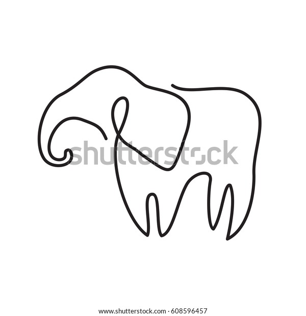 One Line Elephant Design Hand Drawn Stock Vector (Royalty Free) 608596457