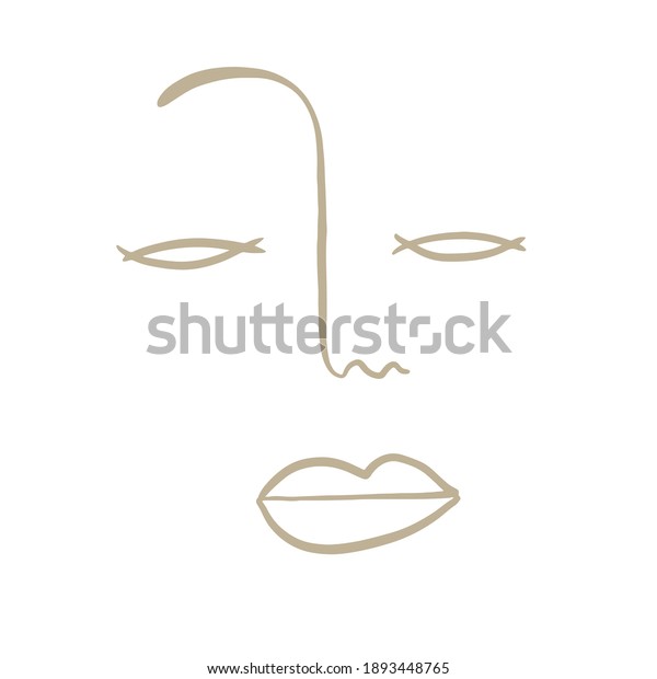 One Line Face Portrait Contemporary Abstract Stock Vector (Royalty Free ...