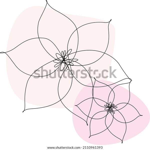 One Line Flowers Vector Illustrations Abstract Stock Vector (Royalty ...