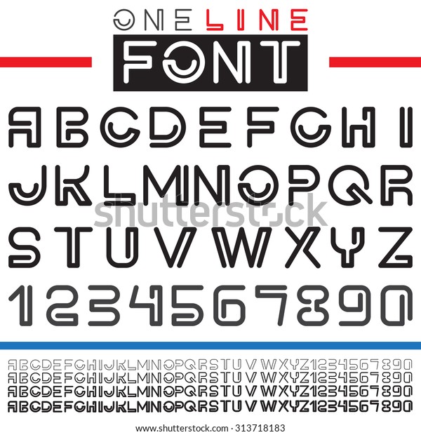 One Line Font Alphabet Numerals Thin Stock Vector (Royalty Free ...