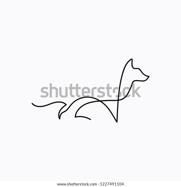 One Line Fox Design Silhouette Minimalism: vector de stock (libre de ...