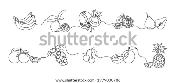 2,818 Single One Line Drawing Fruit Images, Stock Photos & Vectors ...