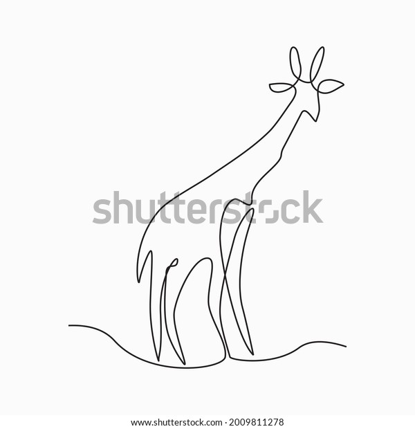 One Line Giraffe Design Silhouette Modern Stock Vector (Royalty Free ...