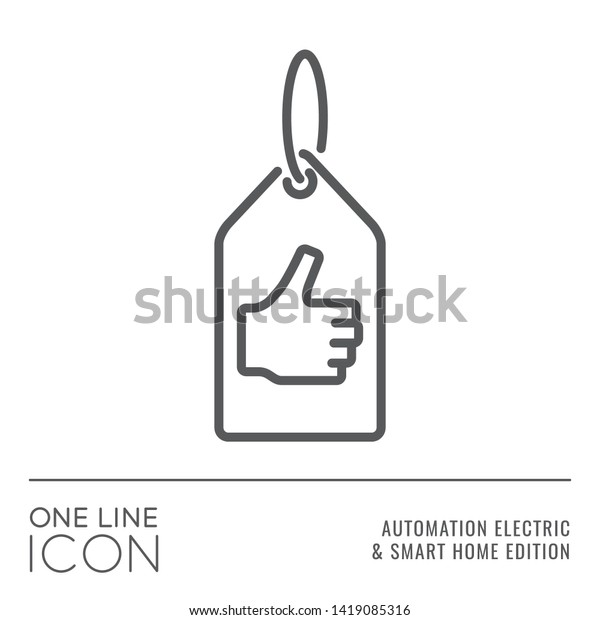 One Line Icon Series - Shopping Tag with Finger Up Hand Sign as ...