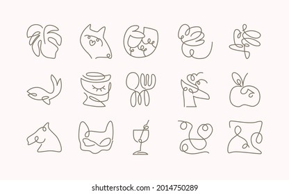 One Line Icon Set Hand Drawn Stock Vector (Royalty Free) 2014750289 ...