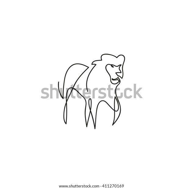 One Line Lion Design Silhouette Hand Stock Vector (Royalty Free) 411270169