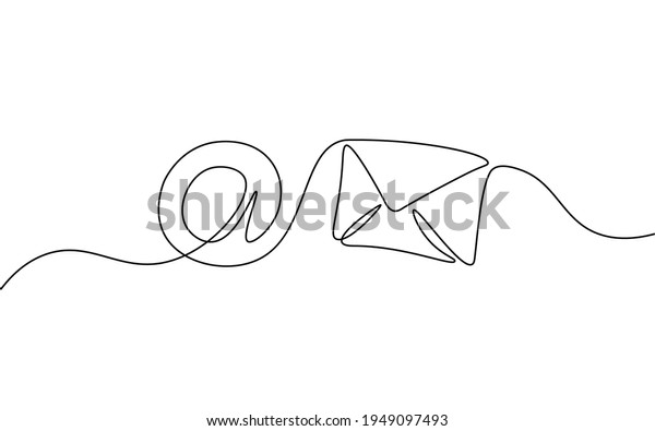One Line Paper Envelope Black White Stock Vector (Royalty Free ...