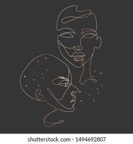 One Line Portraits Continuous Line Drawing Stock Vector (Royalty Free ...