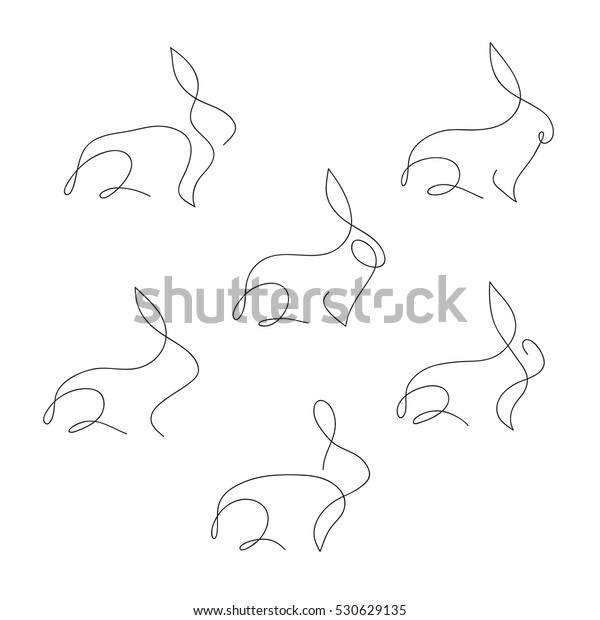 Vektor Stok One Line Rabbit Design Silhouette Logo (Tanpa Royalti ...