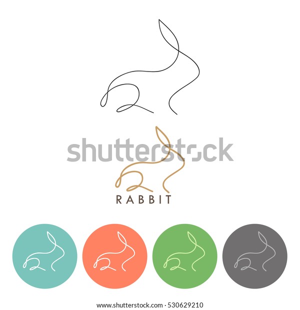 One Line Rabbit Design Silhouette Logo Stock Vector (Royalty Free ...
