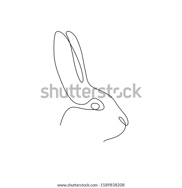 One Line Rabbit Head Design Silhouette Stock Vector (Royalty Free ...