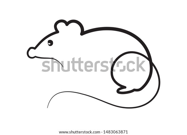 One Line Rat Design Silhouettehand Drawn Stock Vector (Royalty Free ...