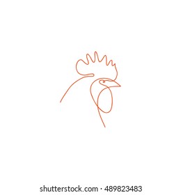 One Line Rooster Design Silhouettehand Drawn 스톡 벡터(로열티 프리) 489823483 ...