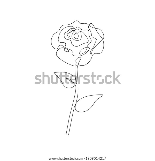One Line Rose Design Abstract Simple Stock Vector (Royalty Free ...