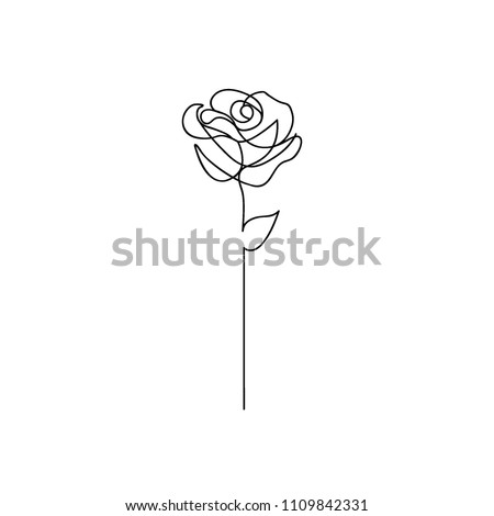 One Line Rose Design Hand Drawn Stock Vector (Royalty Free) 1109842331 ...