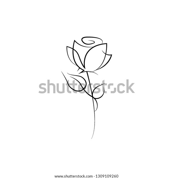 One Line Rose Design Hand Drawn: เวกเตอร์สต็อก (ปลอดค่าลิขสิทธิ์ ...
