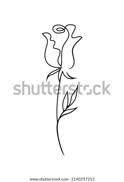 One Line Rose Design Hand Drawn Stock Vector (Royalty Free) 2140297253 ...