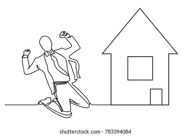Continuous Line Drawing Engineer Building House Stock Vector (Royalty ...