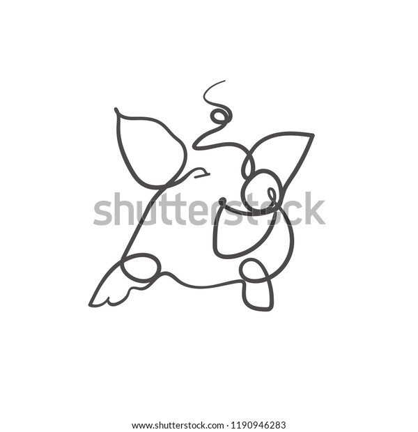 One Line Sketch Pig: vector de stock (libre de regalías) 1190946283 ...