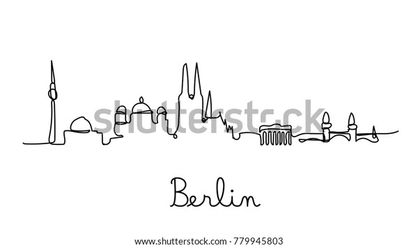 Ein Line Stil Berlin City Skyline.: Stock-Vektorgrafik (Lizenzfrei ...