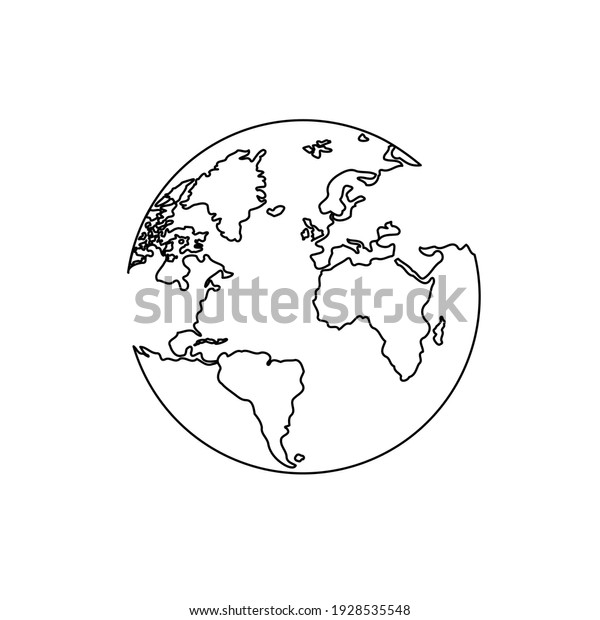 One Line Style Earth Planet Simple Stock Vector (Royalty Free ...