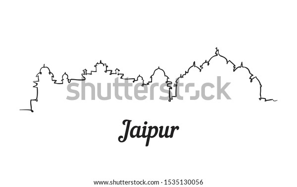 One Line Style Jaipur Skyline Simple Stock Vector (Royalty Free ...