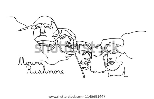 One Line Style Mount Rushmore Simple Stock Vector (Royalty Free) 1145681447