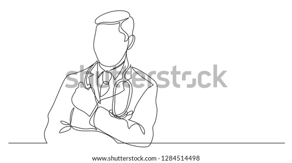 One Line Vector Drawing Hospital Man Stock Vector (Royalty Free ...