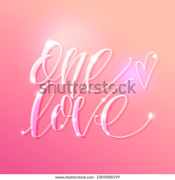 One Love Vector Lettering Valentines Day Stock Vector (Royalty Free ...