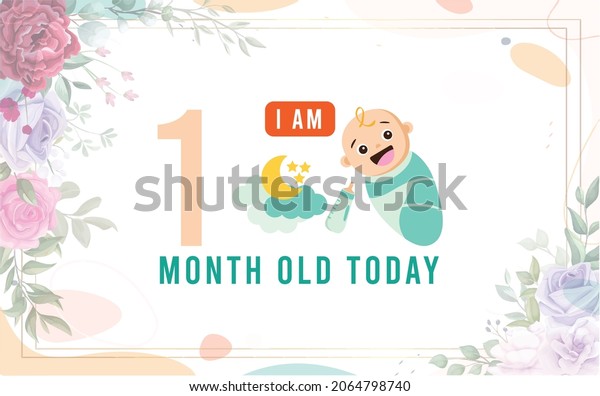 One Months Old Today Greeting Card Stock Vector (Royalty Free ...