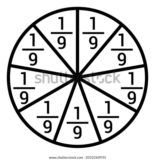 One Ninth Fraction Circle Fraction Number Stock Vector (Royalty Free ...