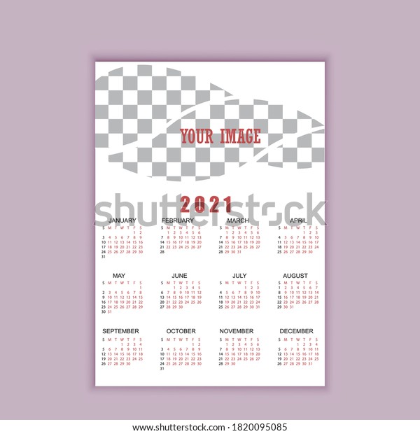One Page Calendar Design 2021 Template Stock Vector (Royalty Free ...