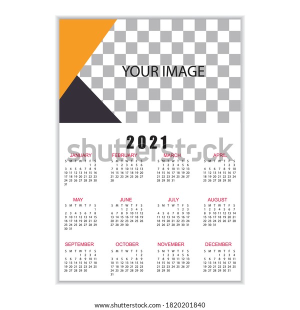 One Page Calendar Design 2021 Template Stock Vector (Royalty Free ...
