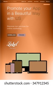 One Page Clear Modern Website Template Stock Vector (Royalty Free ...