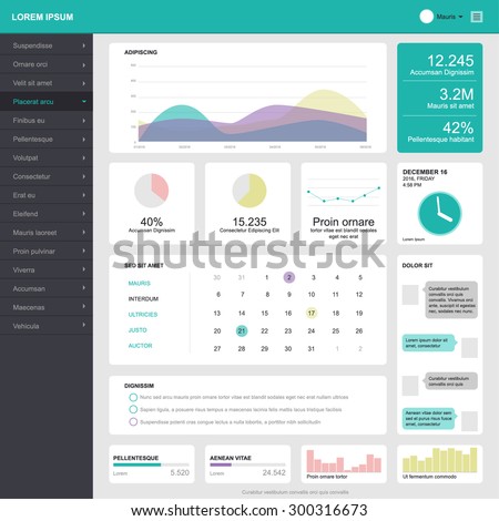 One Page Dashboard Template Design Stock Vector (Royalty Free ...